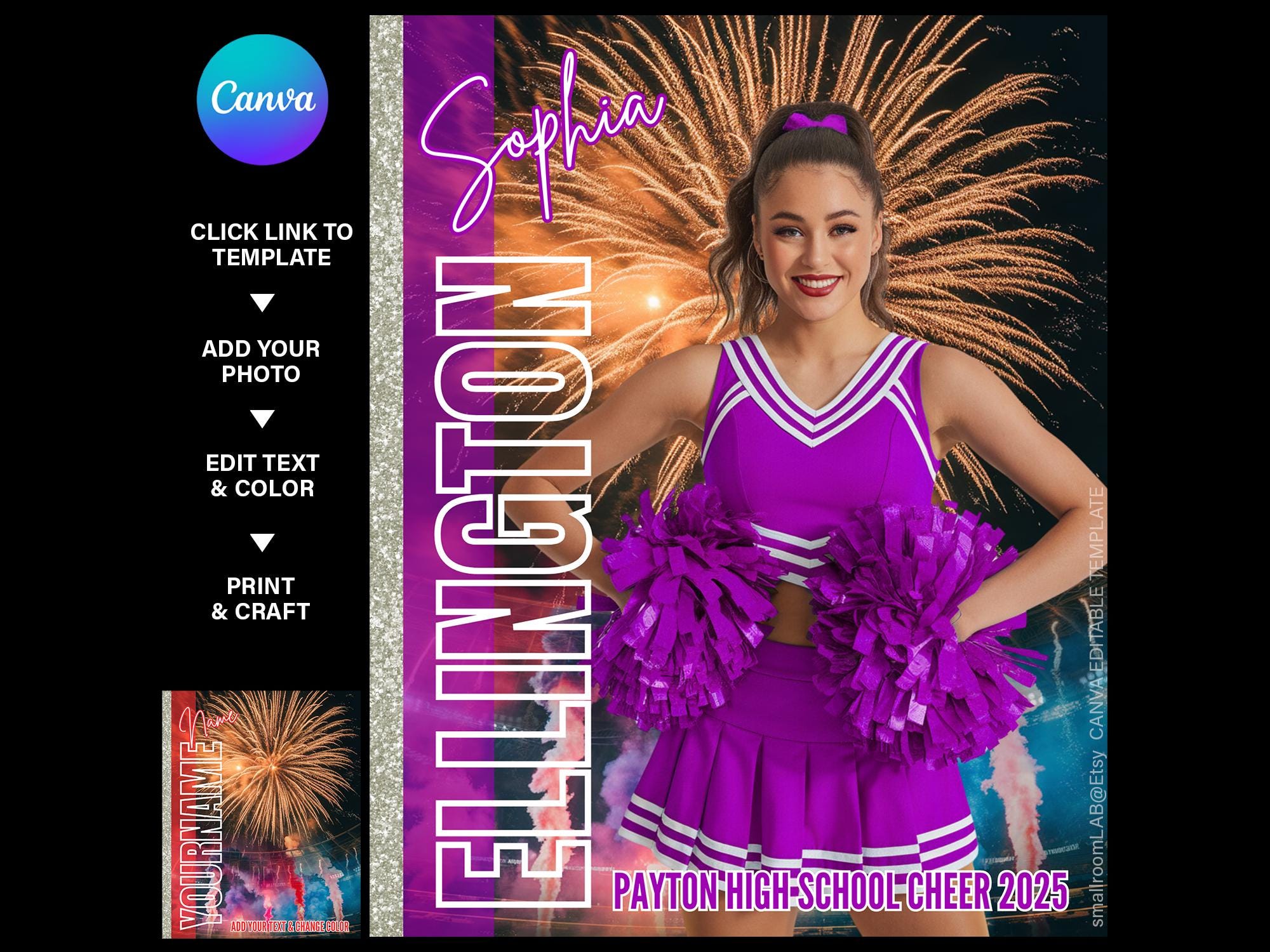 Cheerleading Senior Sports Banner Template Canva Editable Poster Design ...
