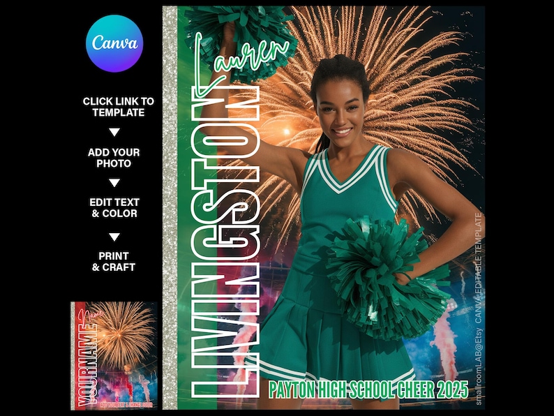 Editable Cheerleading Poster Template: Senior Night Banner (digital ...