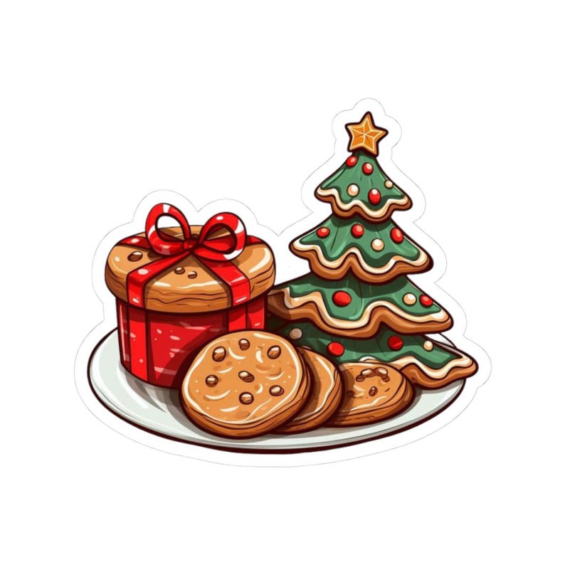 Christmas Cookies and Tree Sticker | Kiss-cut Sticker - Etsy UK