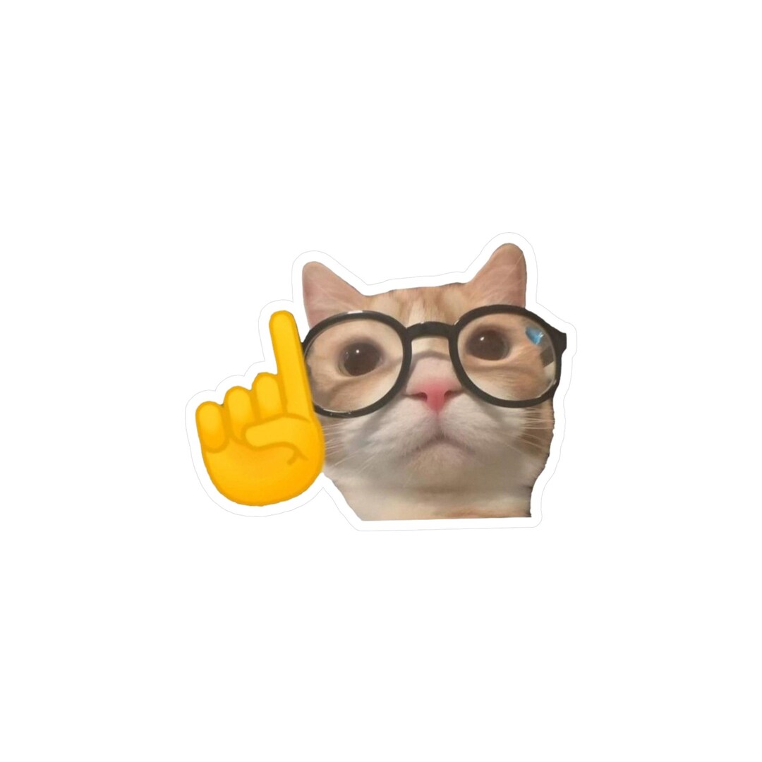 Glasses Cat Pointing Finger Sticker | Kiss-cut Vinyl Decal - Etsy Canada