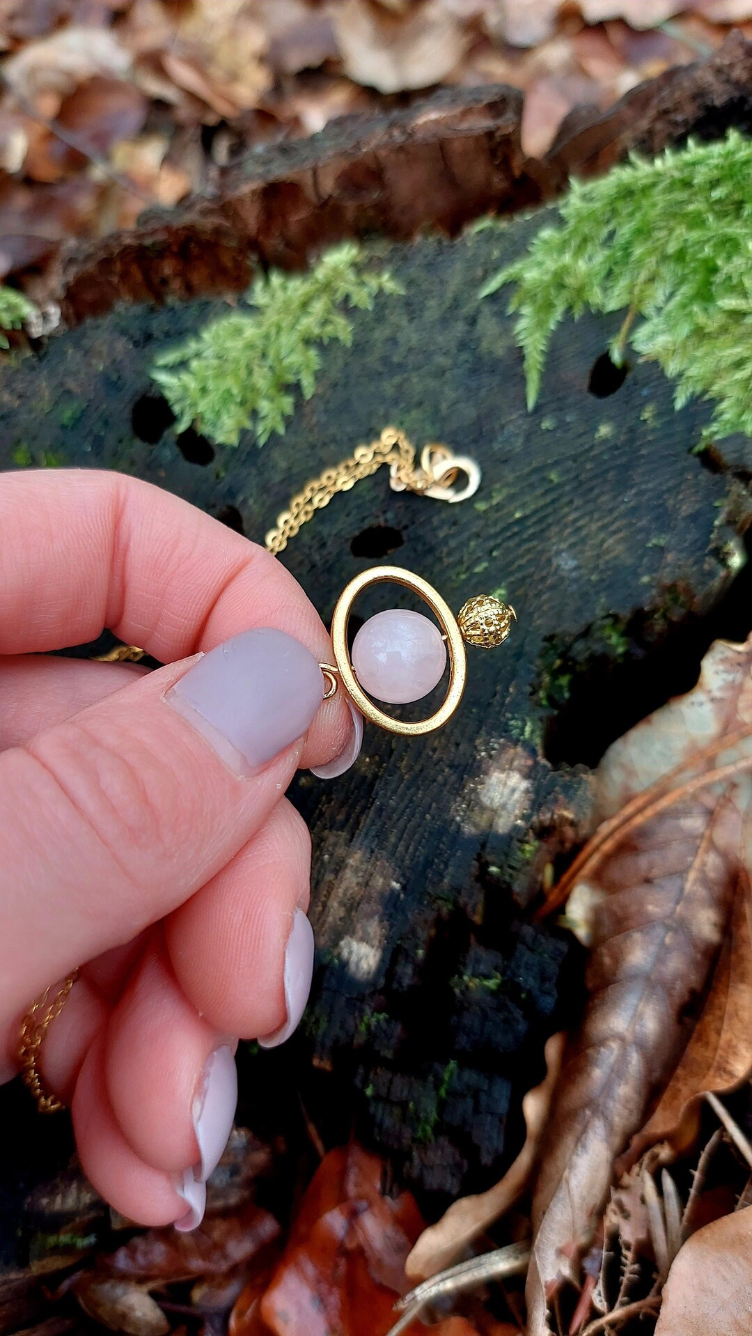 Gold Spinner Necklace for Anxiety Relief. Rotating Pendant With Rose ...