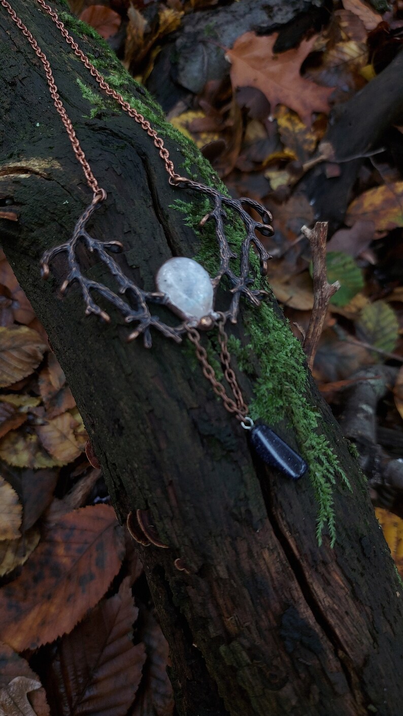 Mystical Moonstone Branches Witch Necklace. Dark Forest Fantasy Jewelry ...
