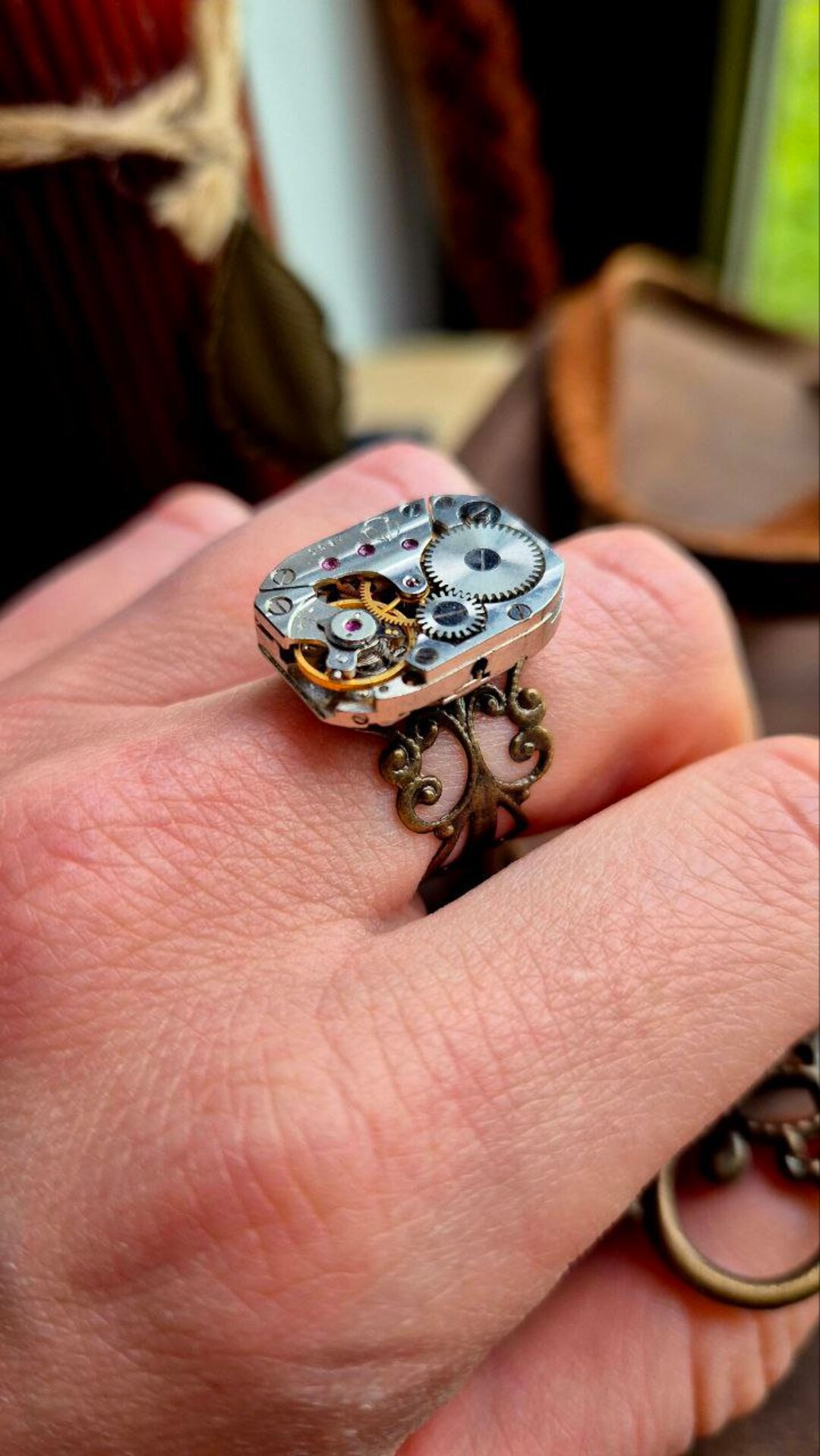Unisex Steampunk Ring. Watch Parts Jewelry. Vintage Watch Mechanism ...