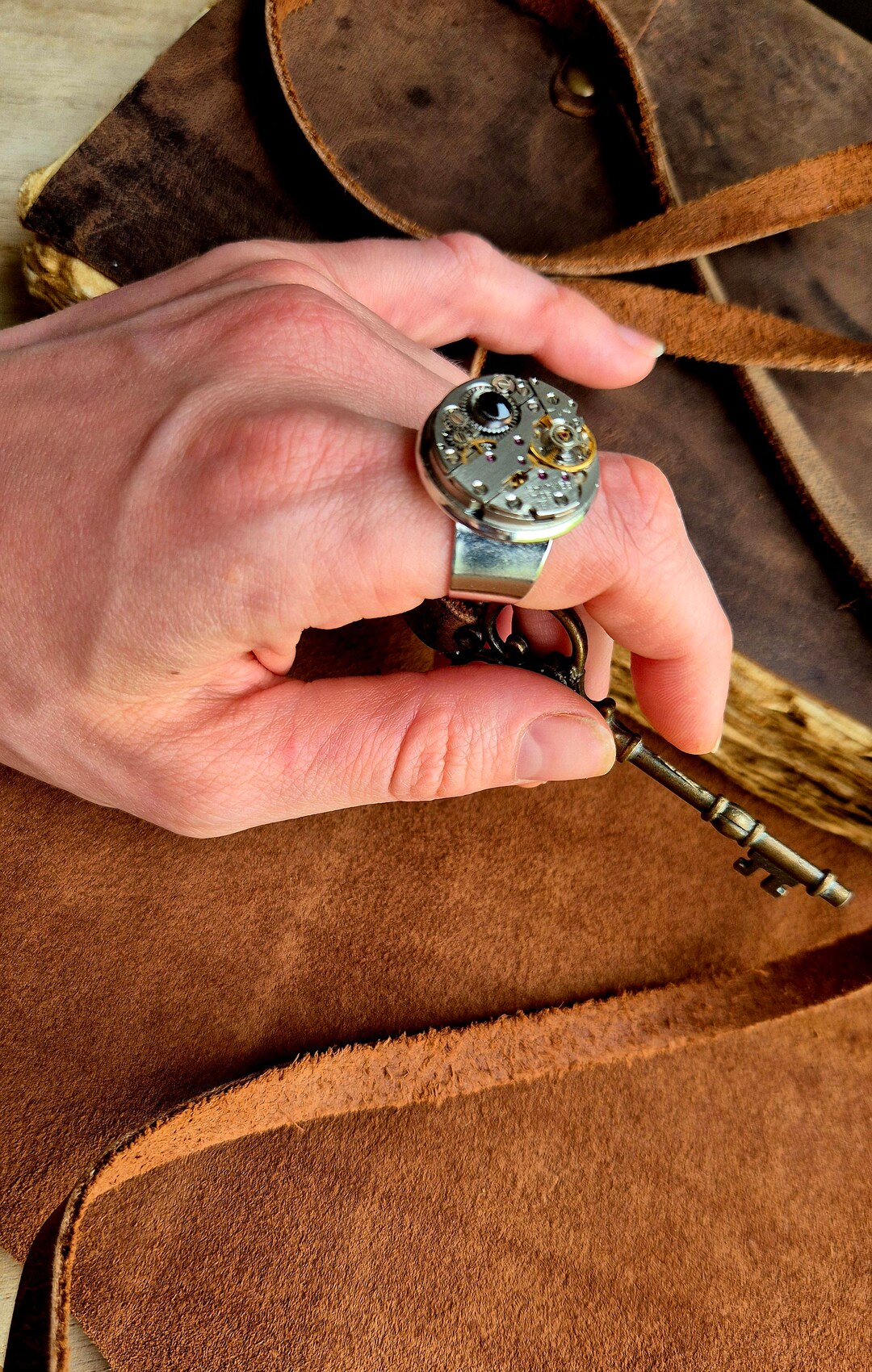 Steampunk Ring With Black Stone and Watch Parts. Vintage Watch ...