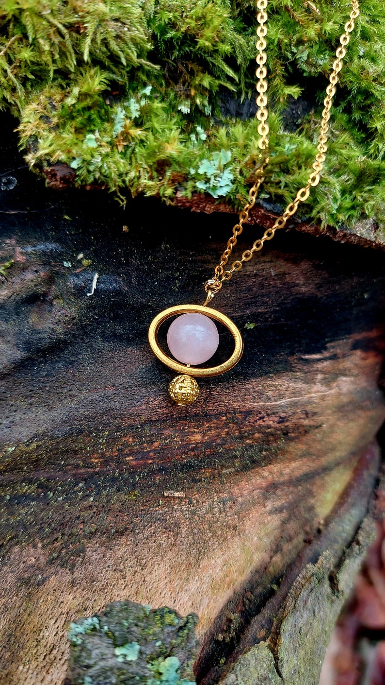 Gold Spinner Necklace for Anxiety Relief. Rotating Pendant With Rose ...