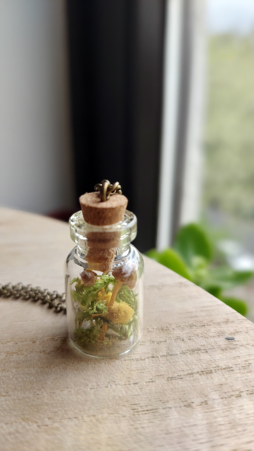 Mystical Forest Miniature Bottle Necklace. Moss and Mushrooms ...