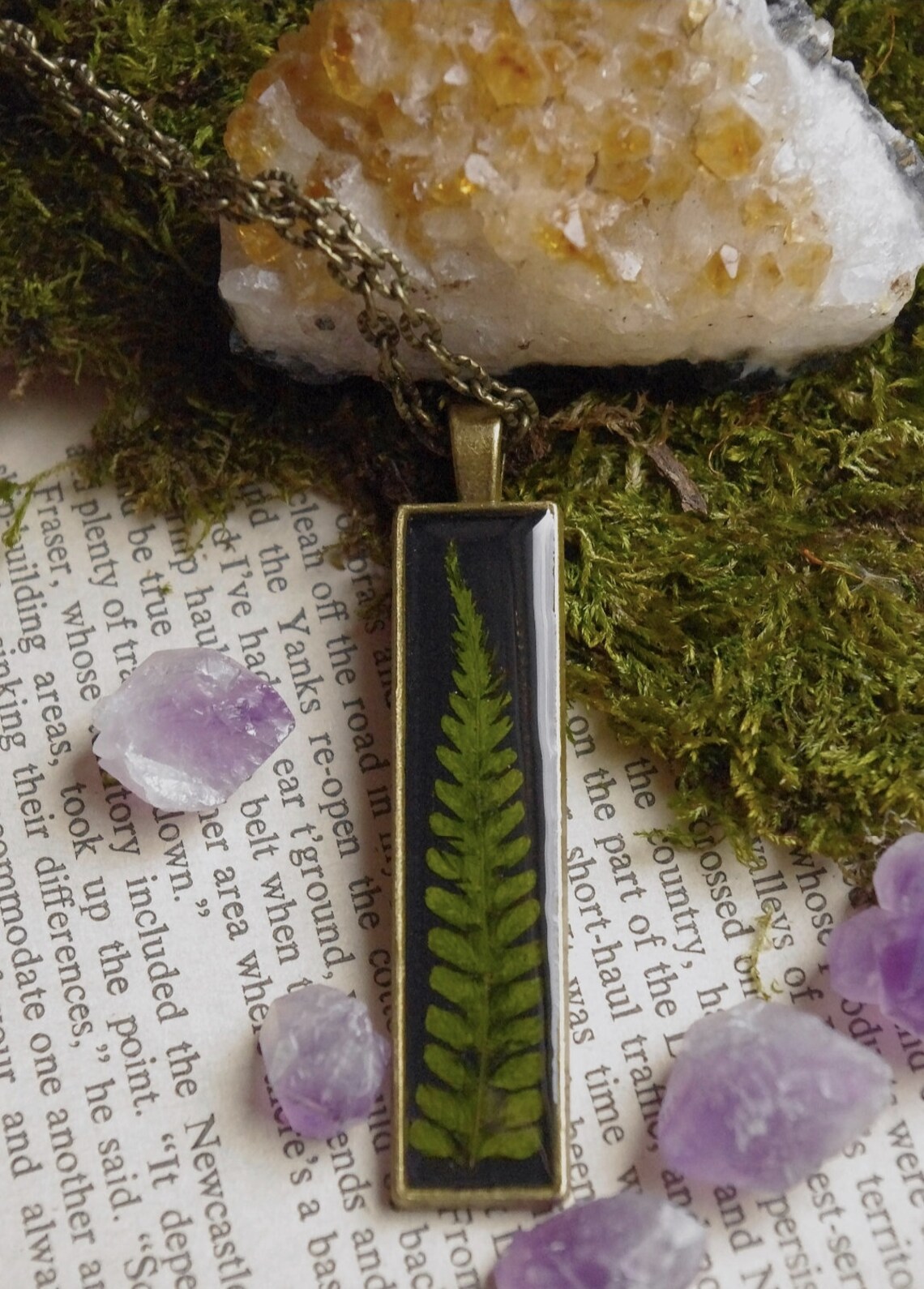 Forest Witch Fern Pendant. Green Witch Necklace for Women. Dried ...