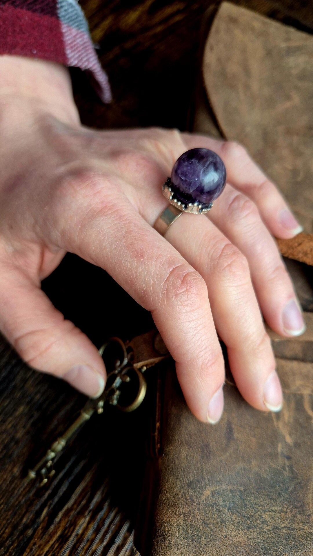 Dark Amethyst Ring. Witch Crystal Ball. Dark Academic Ring for Women ...
