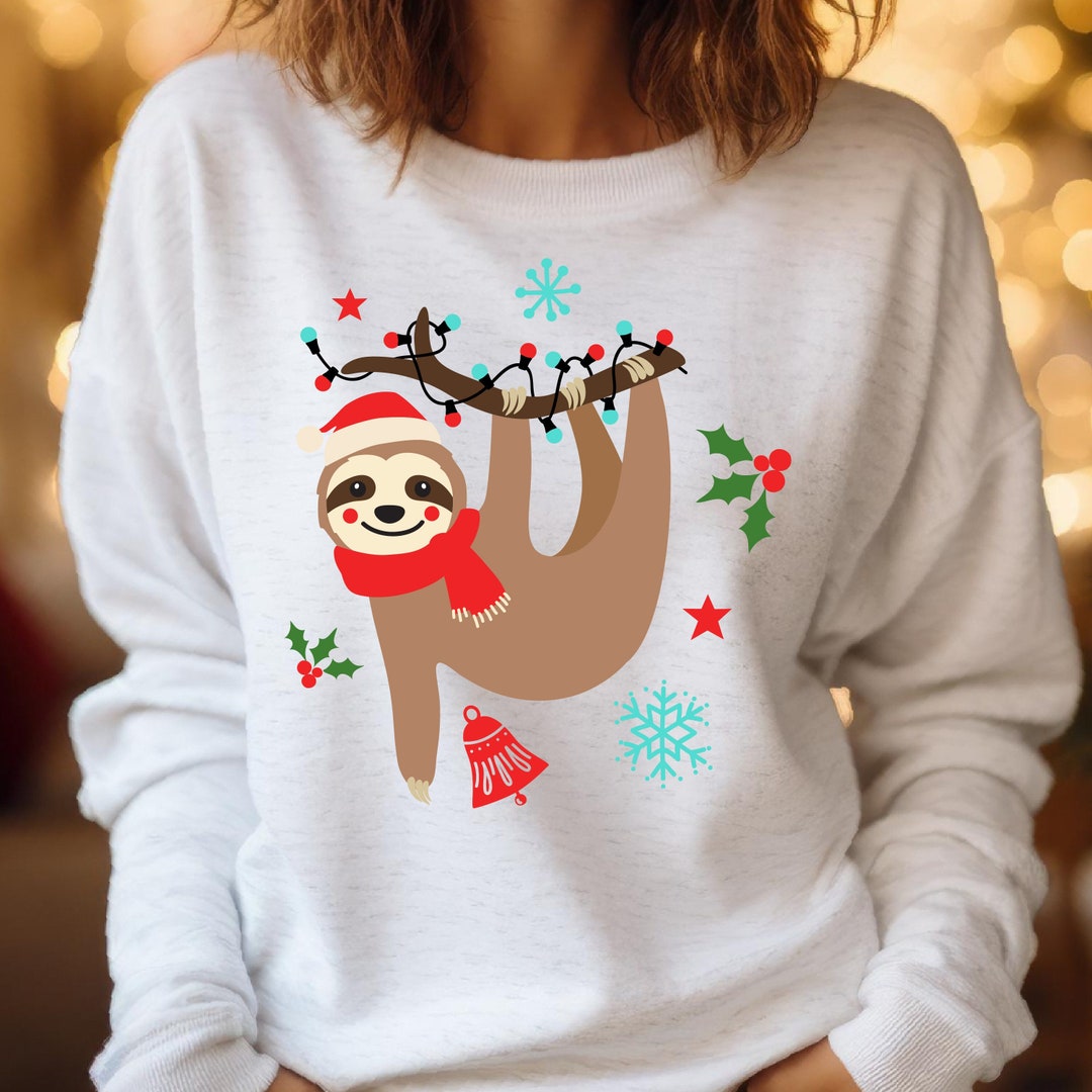 Christmas Sloth SVG Cute Sloth SVG Sloth Clipart Lazy Sloth With ...