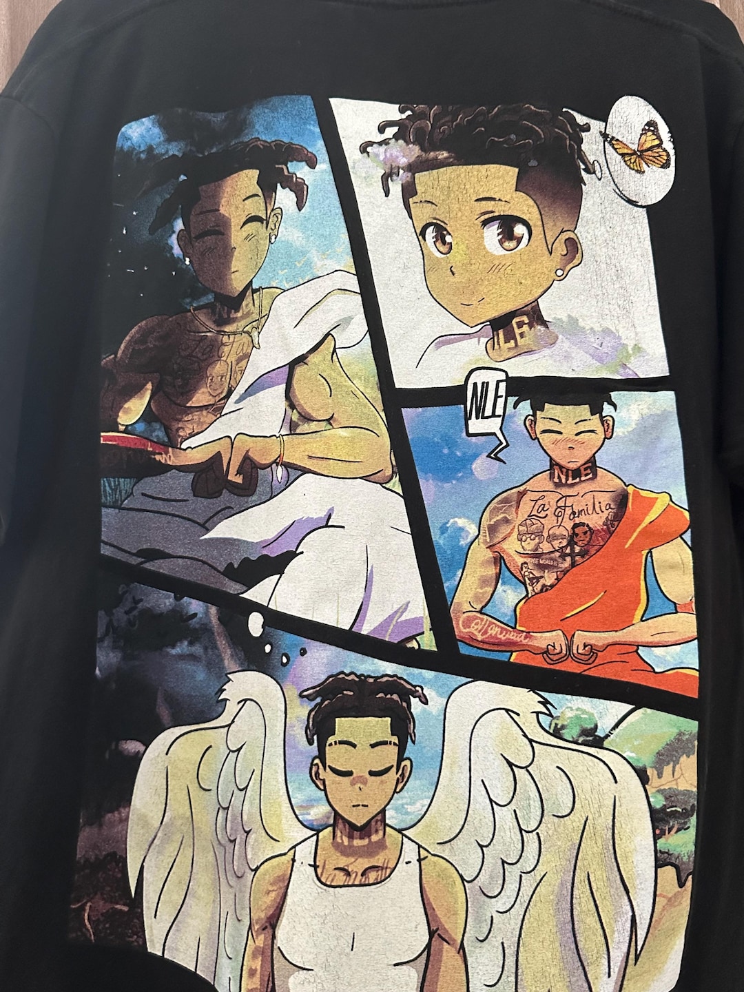 NLE Choppa From Dark to Light T-shirt Men's Large Anime Manga Double ...