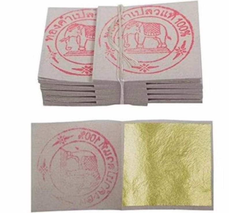 Pure Gold Leaf 24K Thai Gold Leaf Set 3 Cm X 3cm (100 Sheets) - Etsy