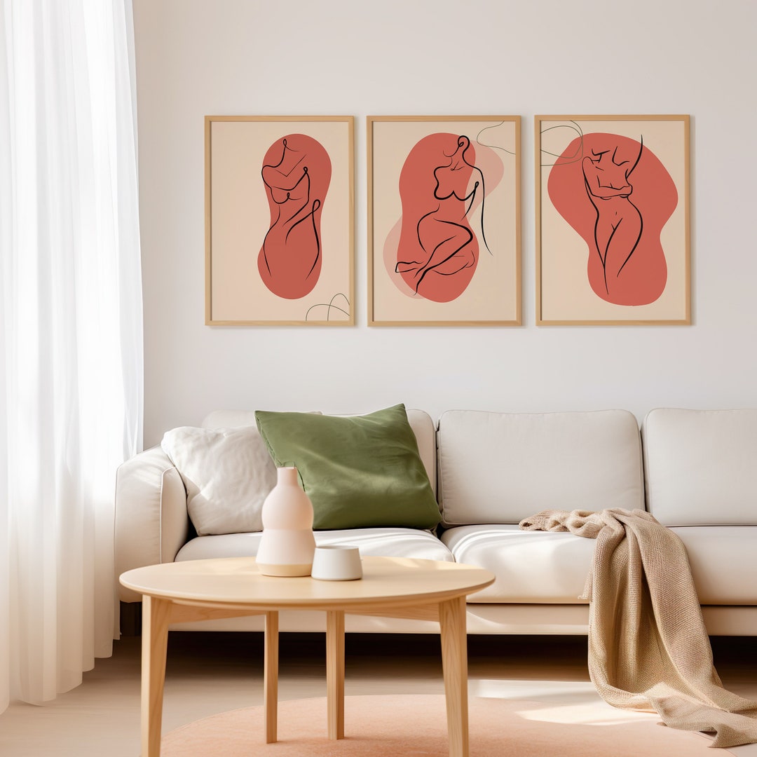 Line Art, Set of 3 Prints, Wall Art Set of 3, Art Print, Wall Art Set ...
