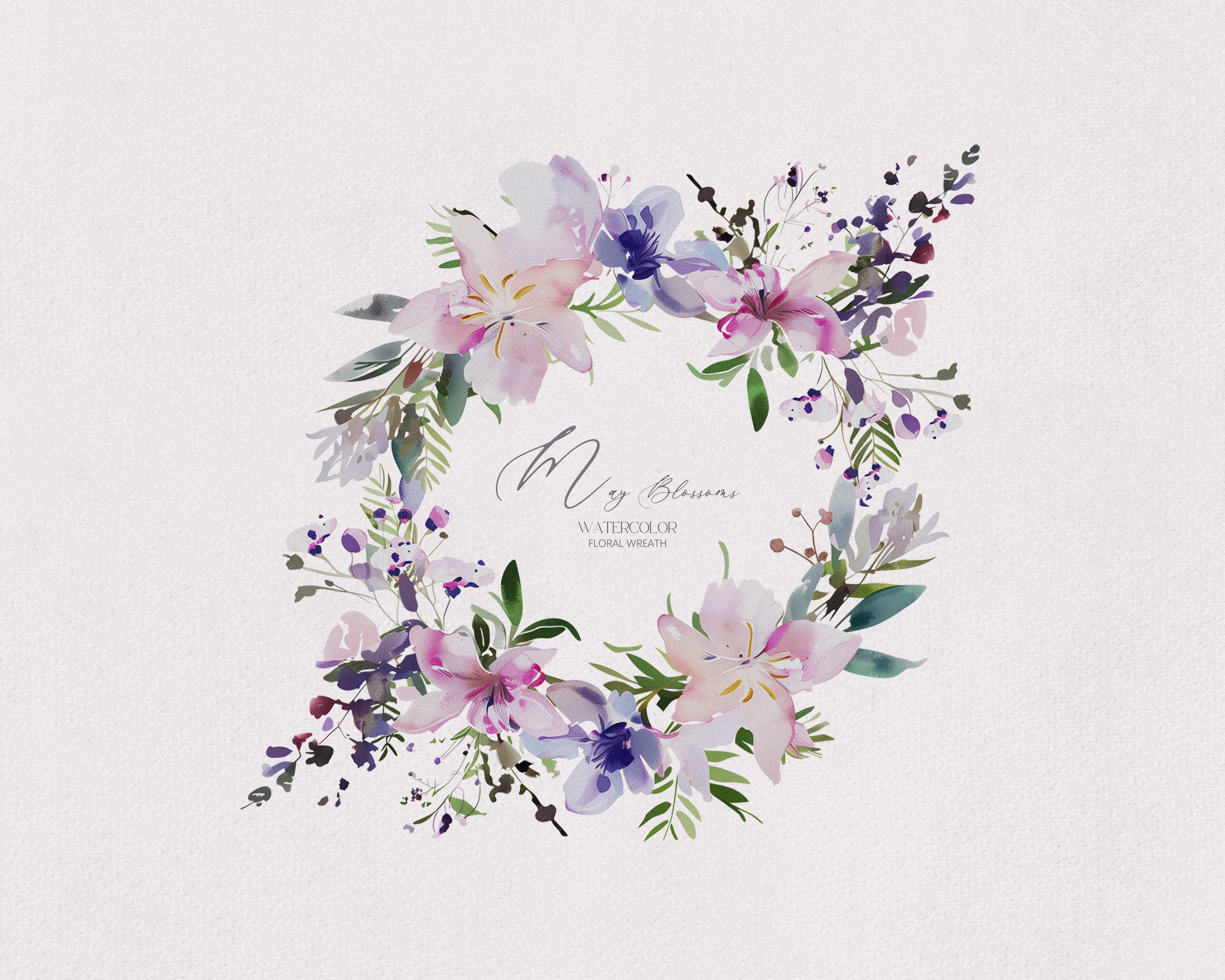 Watercolor Spring Wreath Clipart-wild Floral-lilies Png Clipart-lily of ...