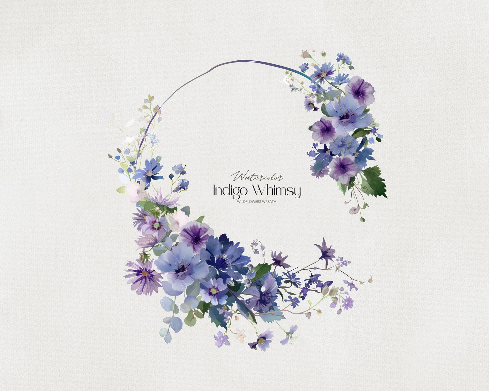 Indigo Blue Floral Wreath-blue Flowers Wedding Clipart -watercolor ...