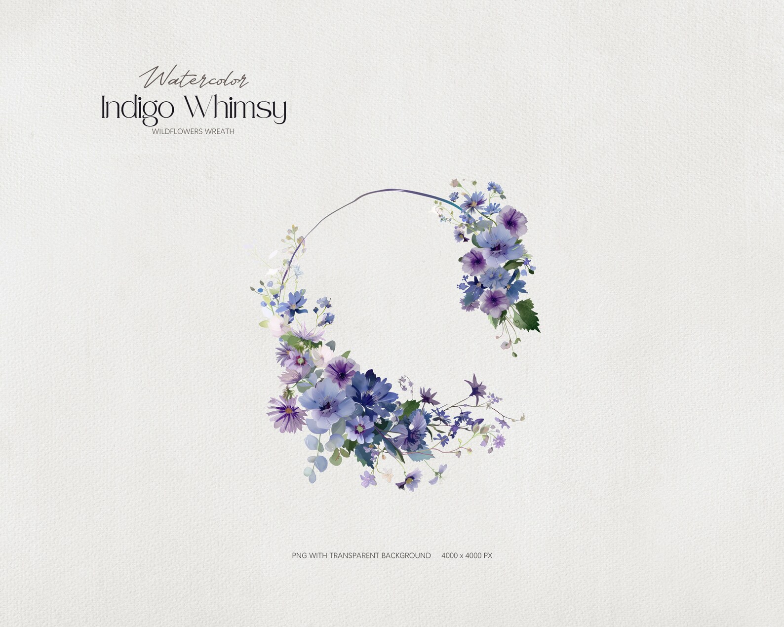 Indigo Blue Floral Wreath-blue Flowers Wedding Clipart -watercolor ...
