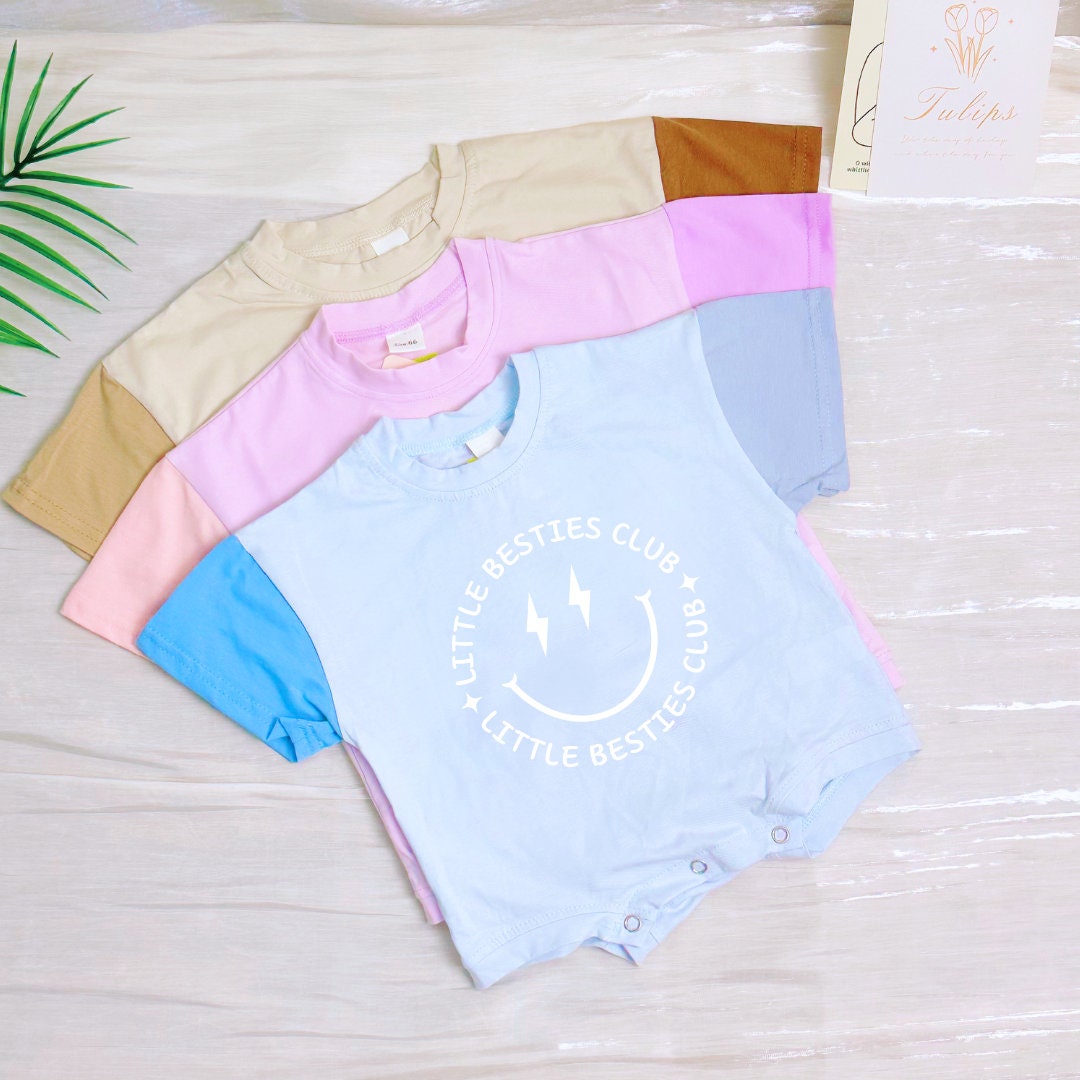 Matching Little Bestie Club Baby Tshirt|baby Announcement to Friends ...