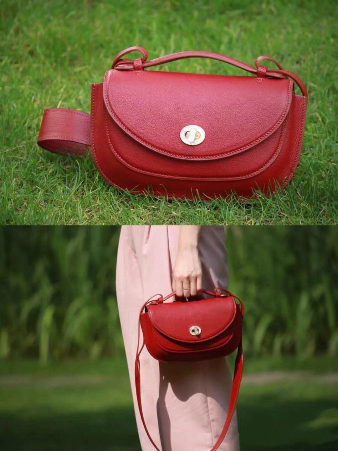 Stainless Steel Real Seashell Oval Twist Turn Leather Bag Lock Bag ...