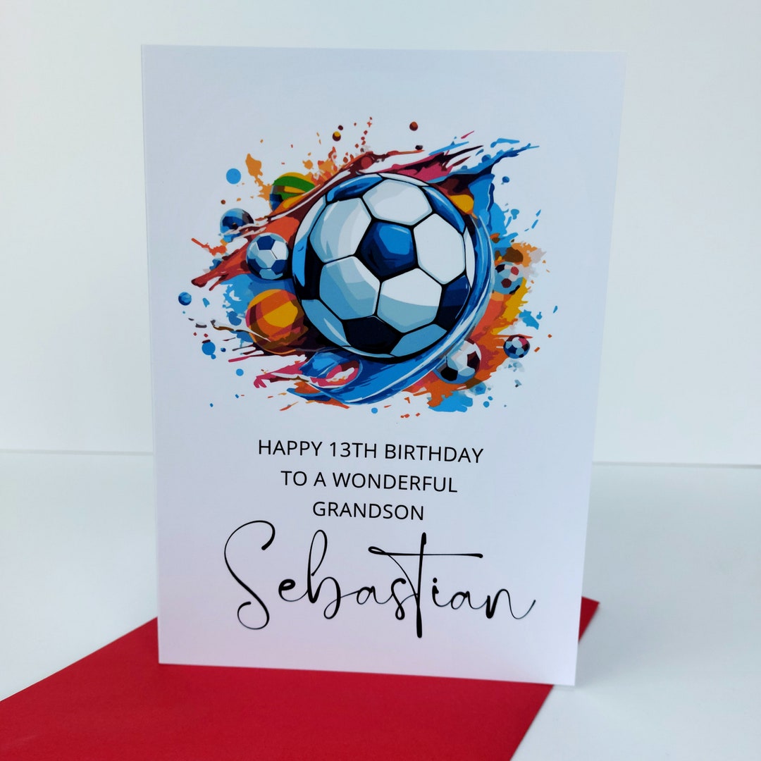 Personalized Football Birthday Card for Kids: A5/A4 Sizes - Etsy UK