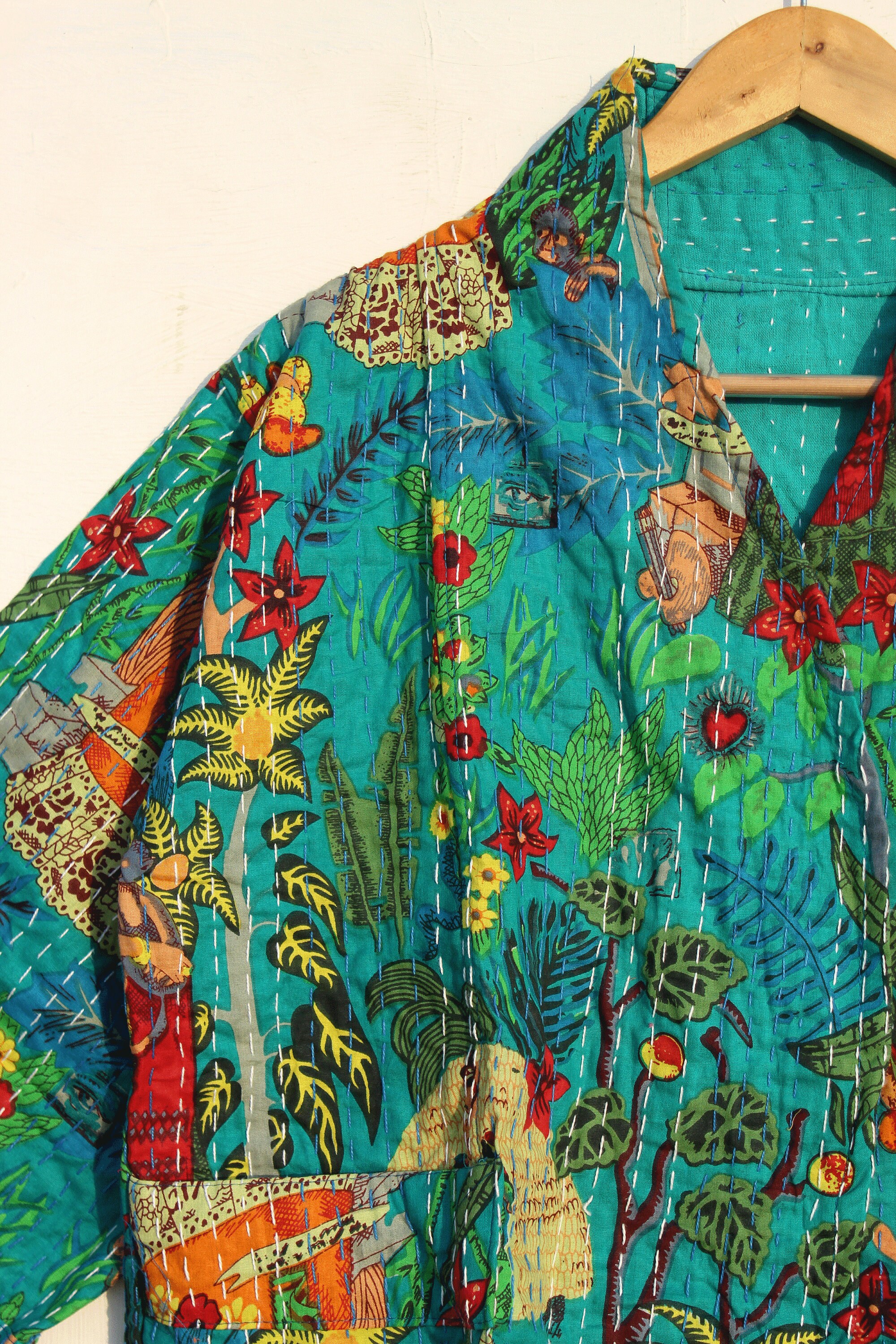 Farida Print Beautiful Indian Kantha Multi Print Jacket,traditional ...