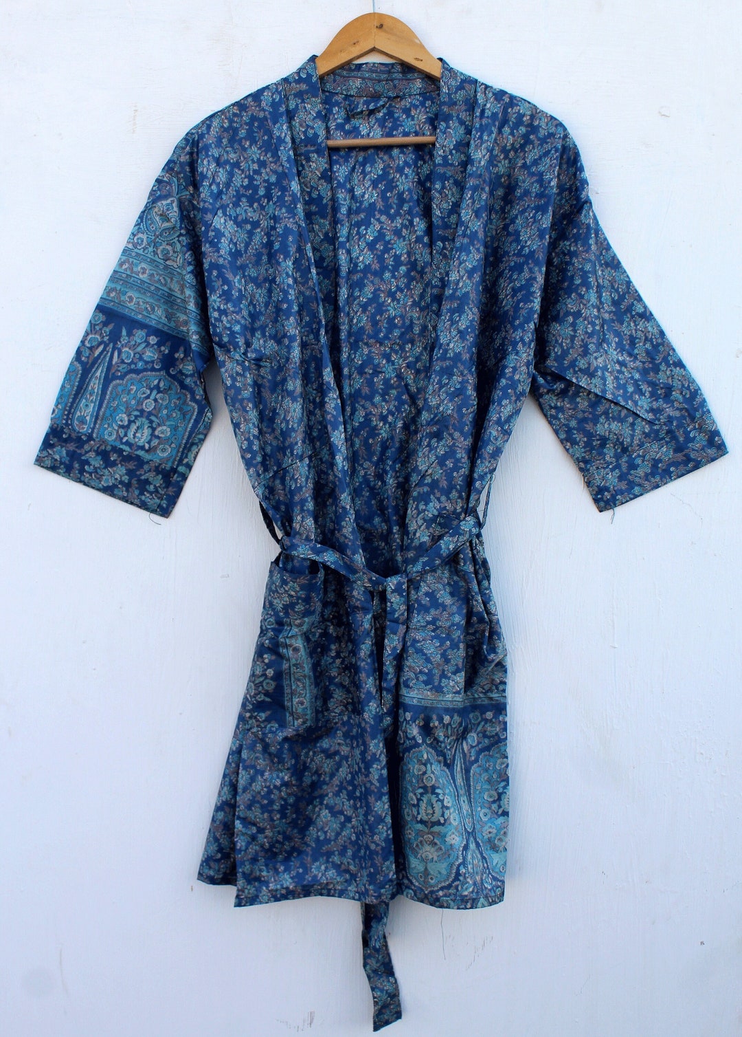 Short Kimono Silky Kimonos Robes for Women, Luxury Japanese Floral ...
