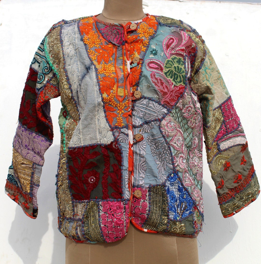 Indian Banjara Long Jacket Coat, Gujarat Tribal Embroidered Vintage ...