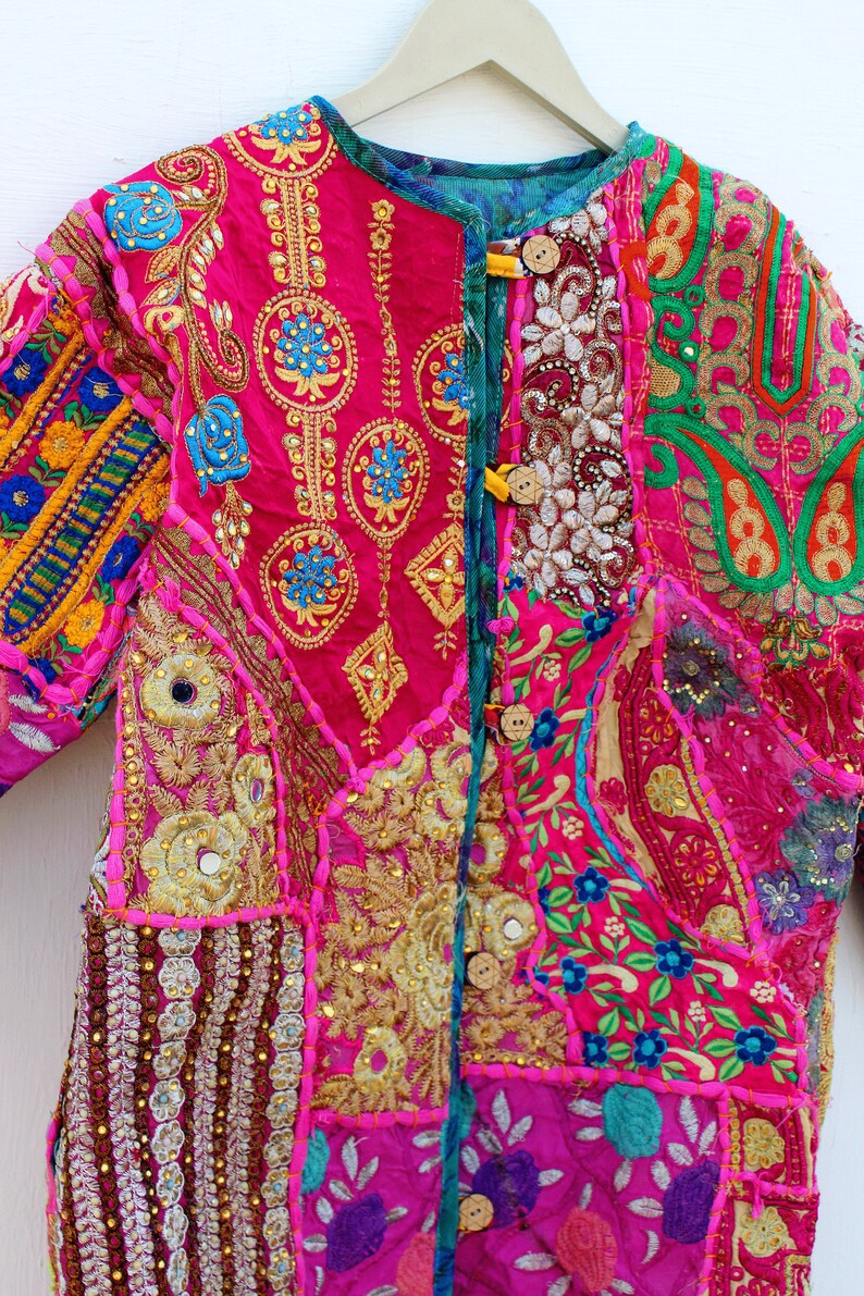 Boho Fashion Patchwork Indian Banjara Jacket, Gujarat Embroidery Mirror Work Jacket, Bohemian ...