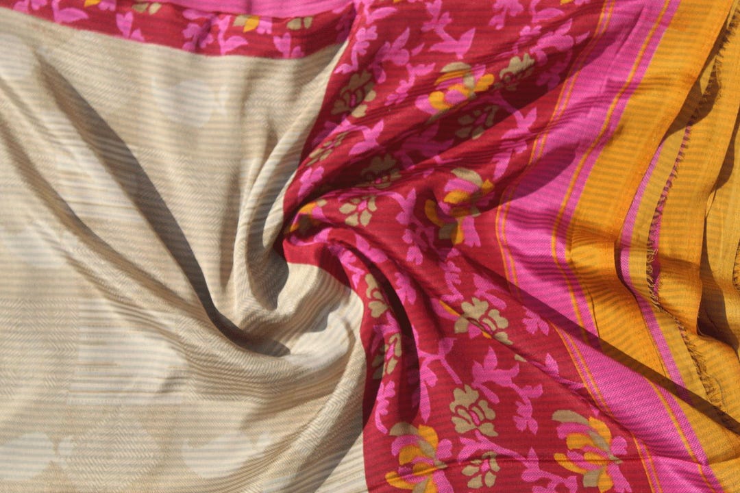 Vintage Art Silk Saree, Old Silk Fabric, Vintage Indian Antique ...