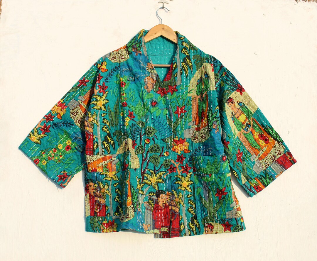Farida Print Beautiful Indian Kantha Multi Print Jacket,traditional ...