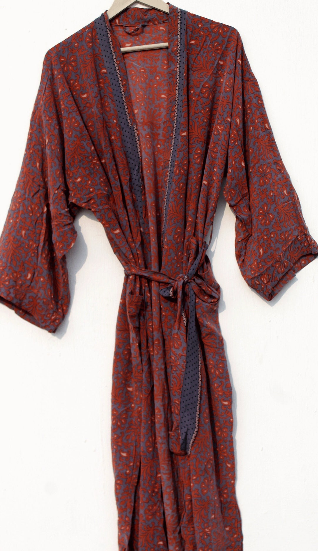 Kimono Gown Dressing Gown Upcycled Saree Sari Robe Vintage - Etsy