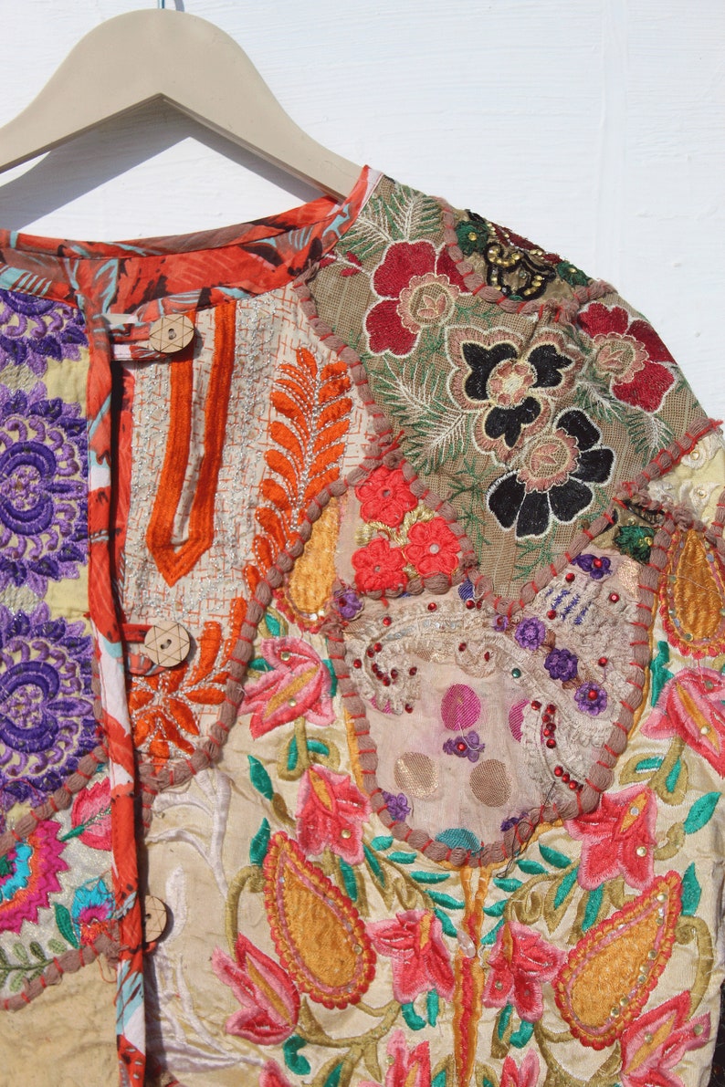 Boho Fashion Patchwork Indian Banjara Jacket, Gujarat Embroidery Mirror Work Jacket, Bohemian ...