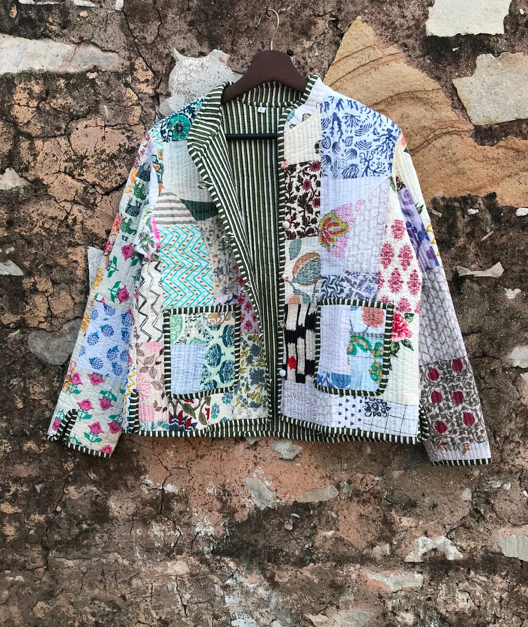 Floral Print Quilted Patchwork Coat, Women Autumn Jacket, Stylish Fall ...