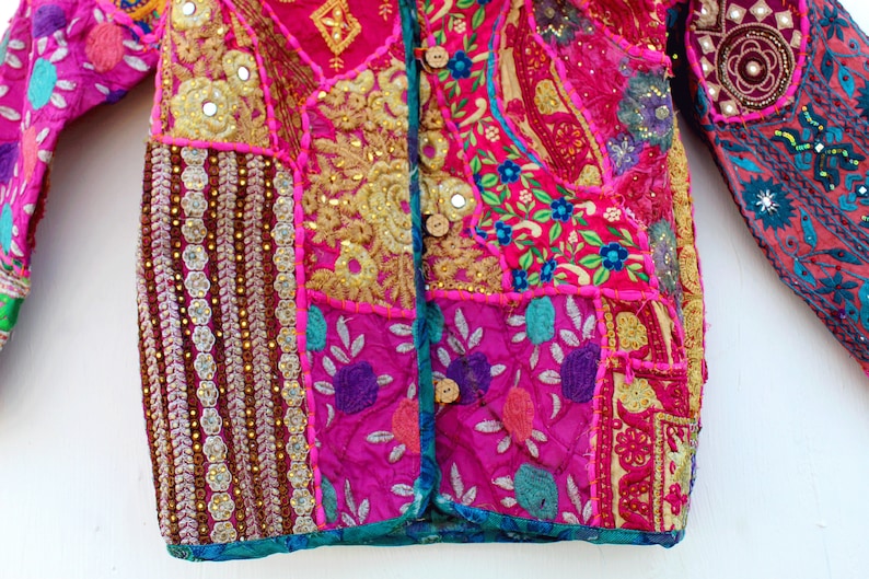 Boho Fashion Patchwork Indian Banjara Jacket, Gujarat Embroidery Mirror Work Jacket, Bohemian ...