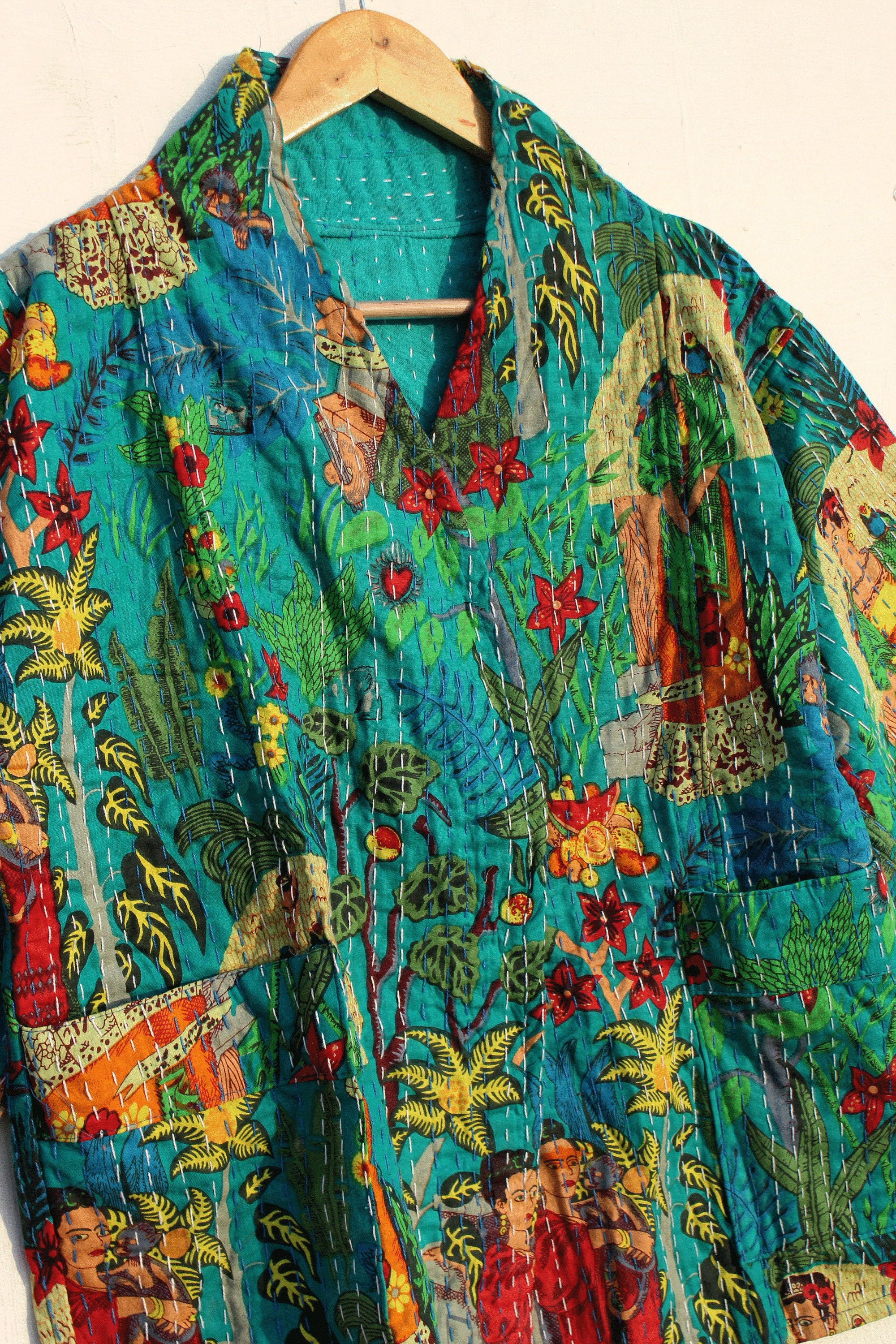 Farida Print Beautiful Indian Kantha Multi Print Jacket,traditional ...