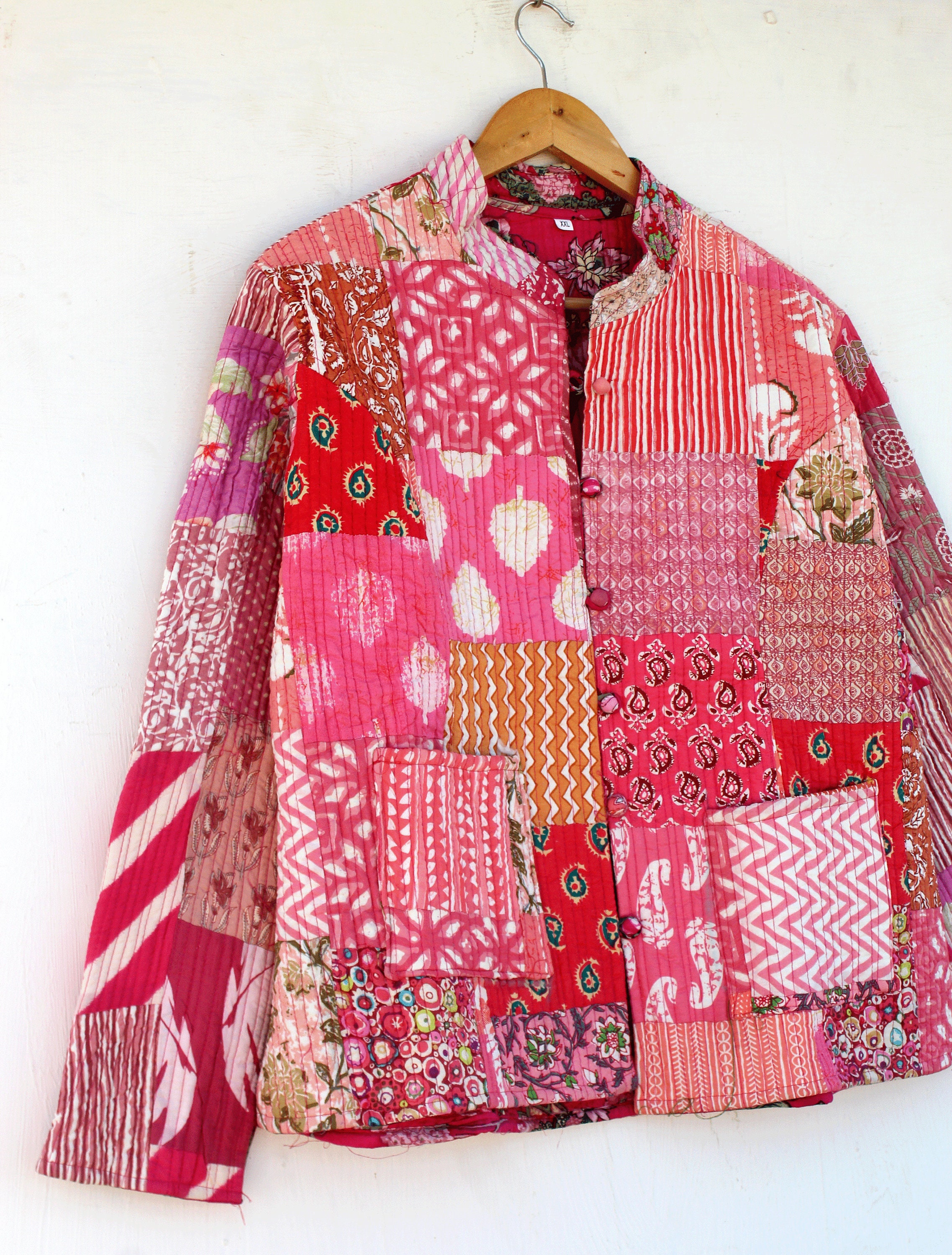 Patchwork Quilted Jackets Cotton Floral Bohemian Style Fall Winter ...