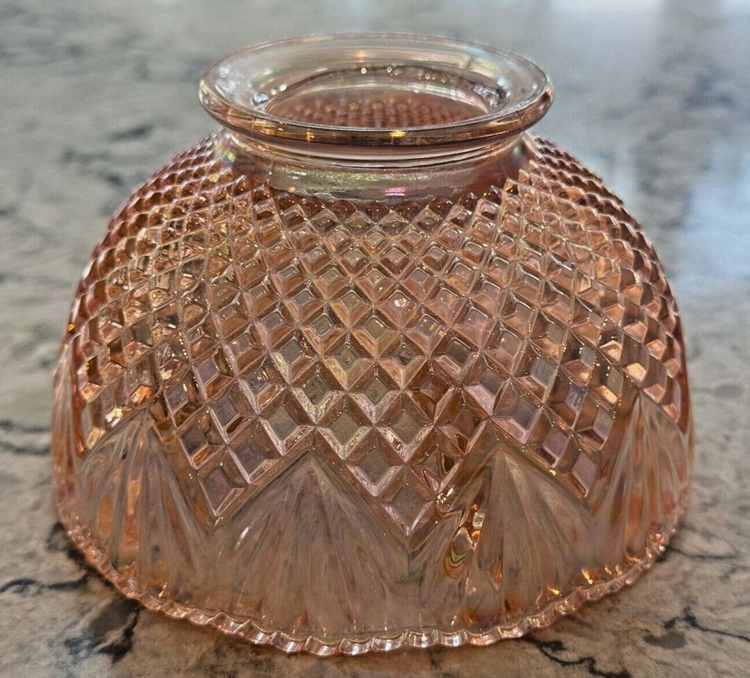 Vintage L. E. Smith Pink Iridescent Carnival Fairy Fairie Lamp Shade ...