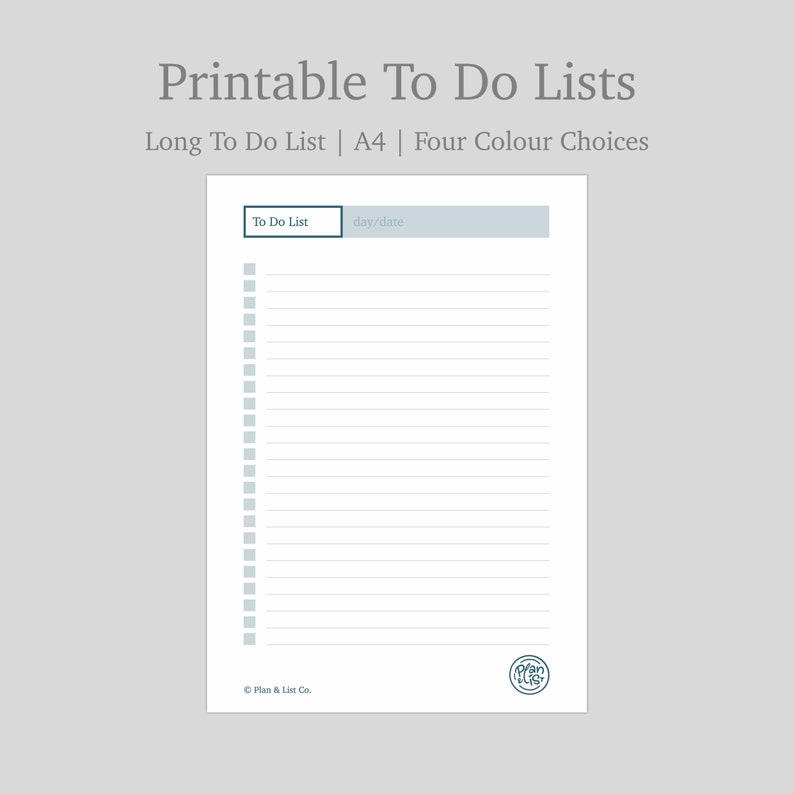 A4 to Do List Printable | Daily Tasks Planner Template | Digital ...