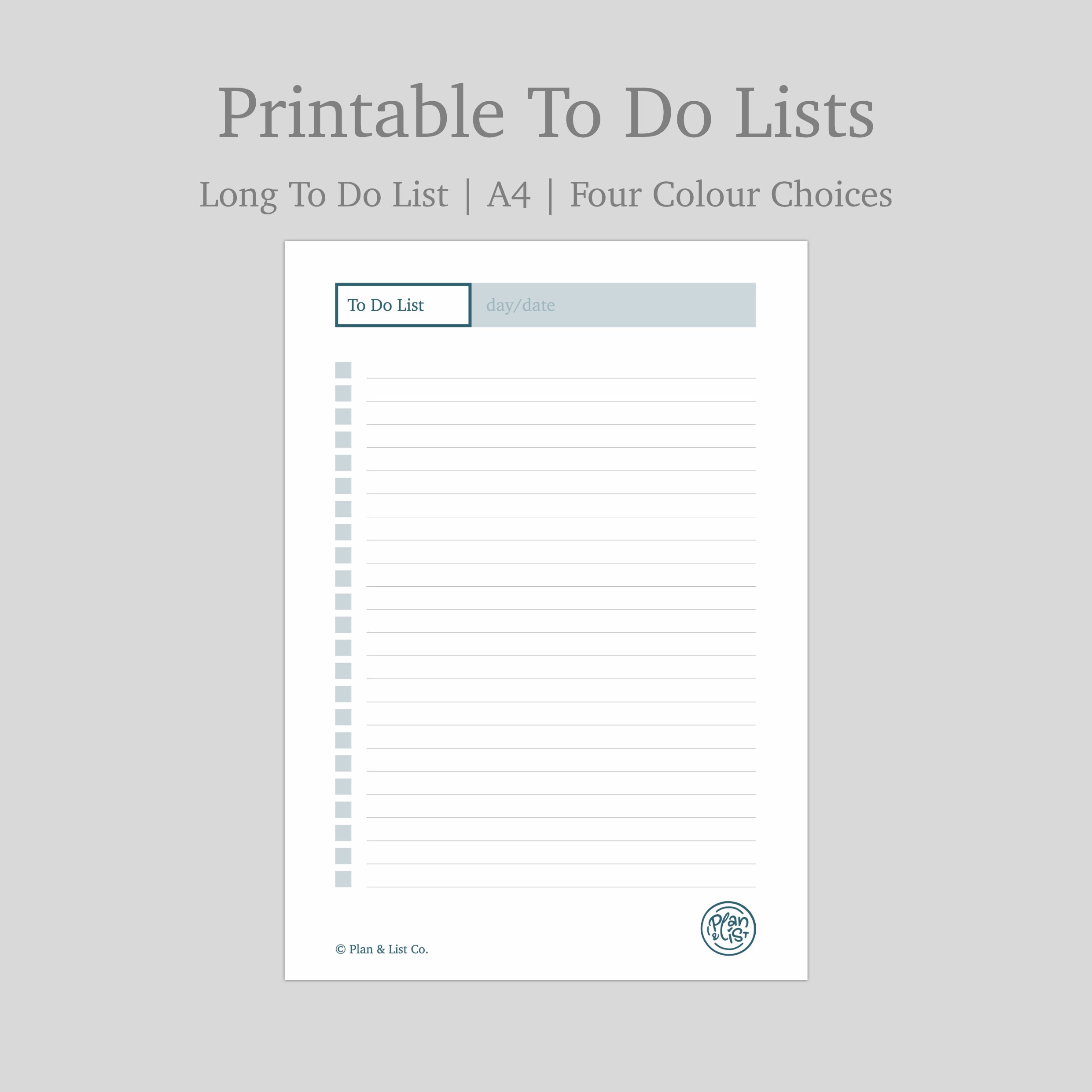 A4 to Do List Printable | Daily Tasks Planner Template | Digital ...