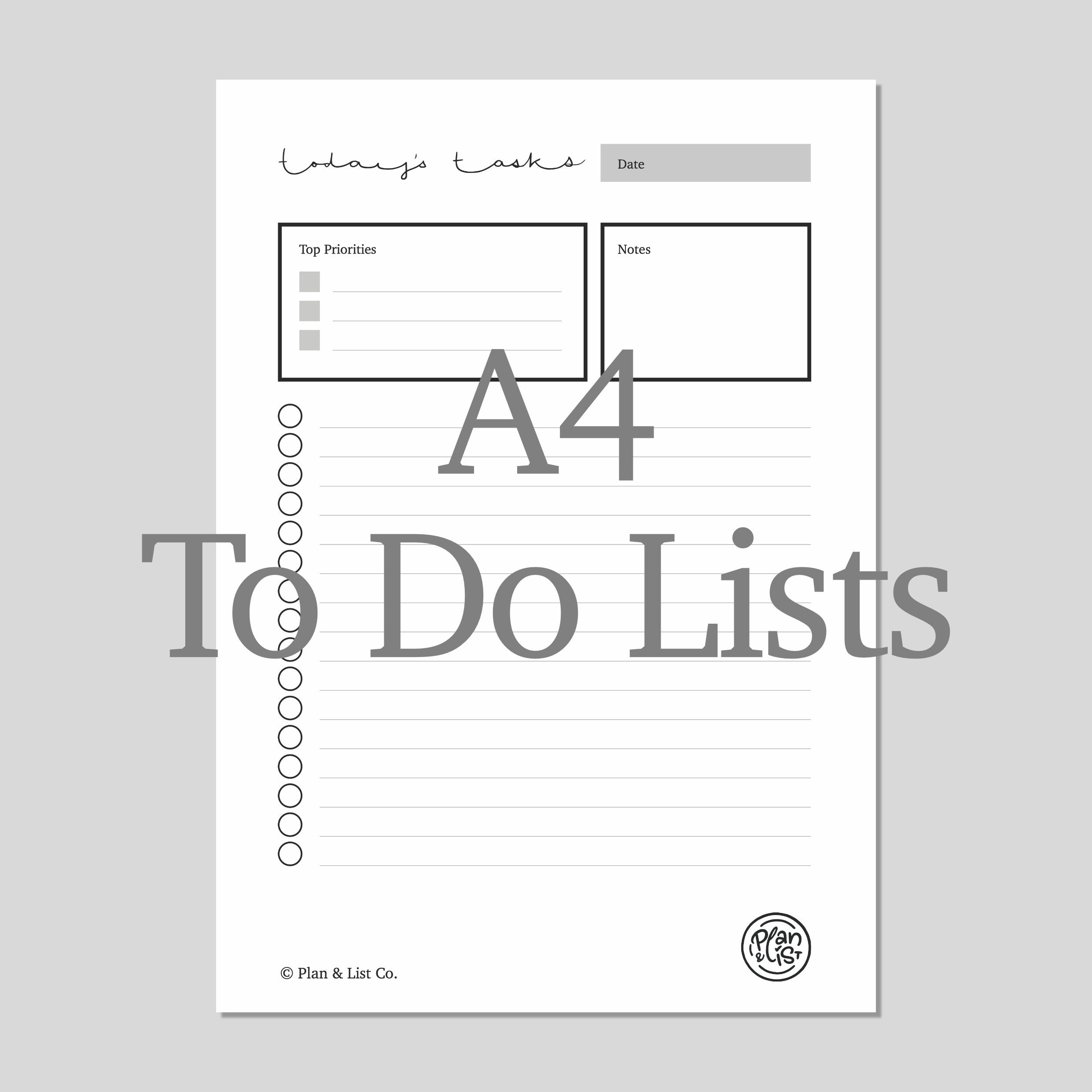 A4 Printable Task List | Daily to Do Planner | Digital Download | A4 ...