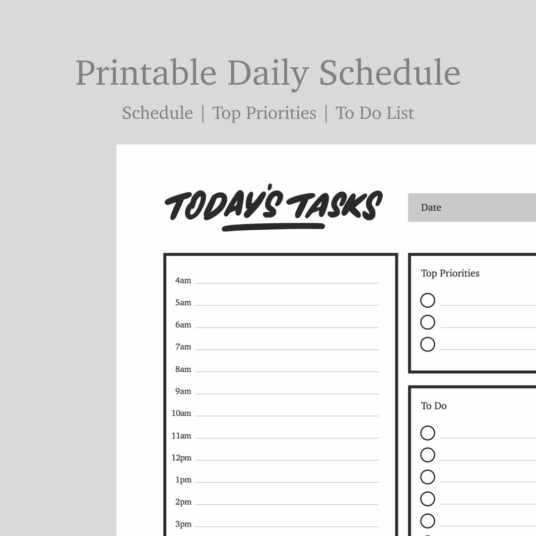 Daily Schedule Planner! | to Do Lists, Hour by Hour Schedule, Print at ...