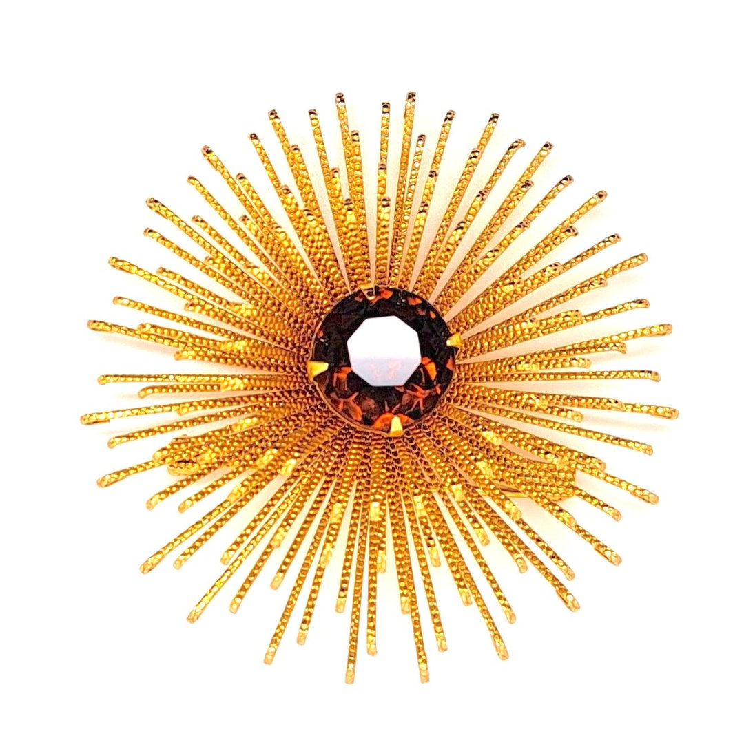 Iconic Atomic 1950s Crystal Gold Tone Star Radiant Sunray Brooch - Etsy