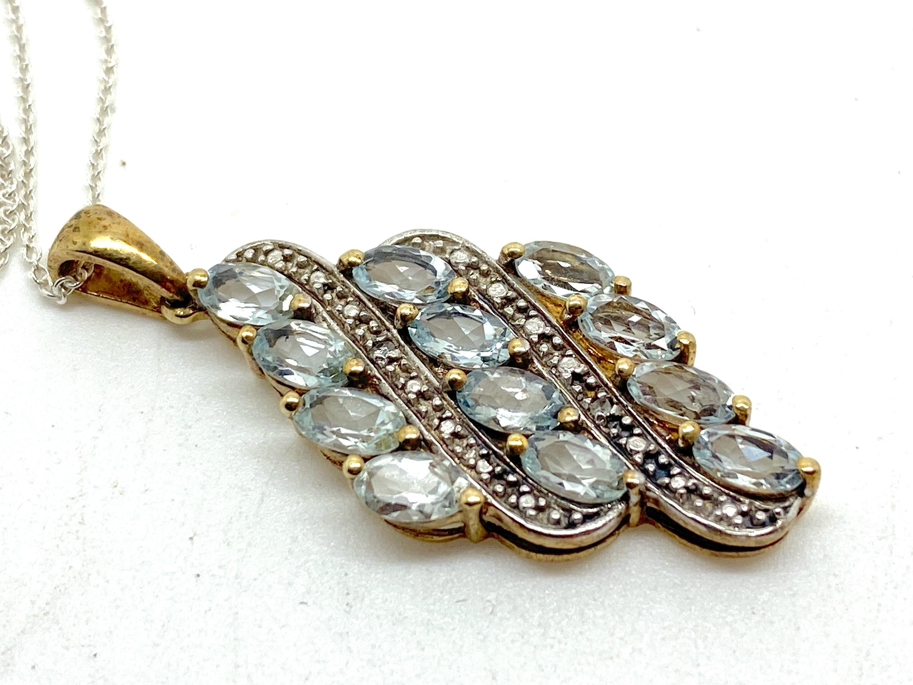 Pale Blue Topaz Pendant, 9ct Gold on 925 Silver, Art Deco Style - Etsy UK