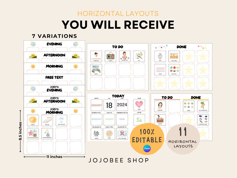 Editable Kids Daily Routine Cards Daily Visual Schedule - Etsy