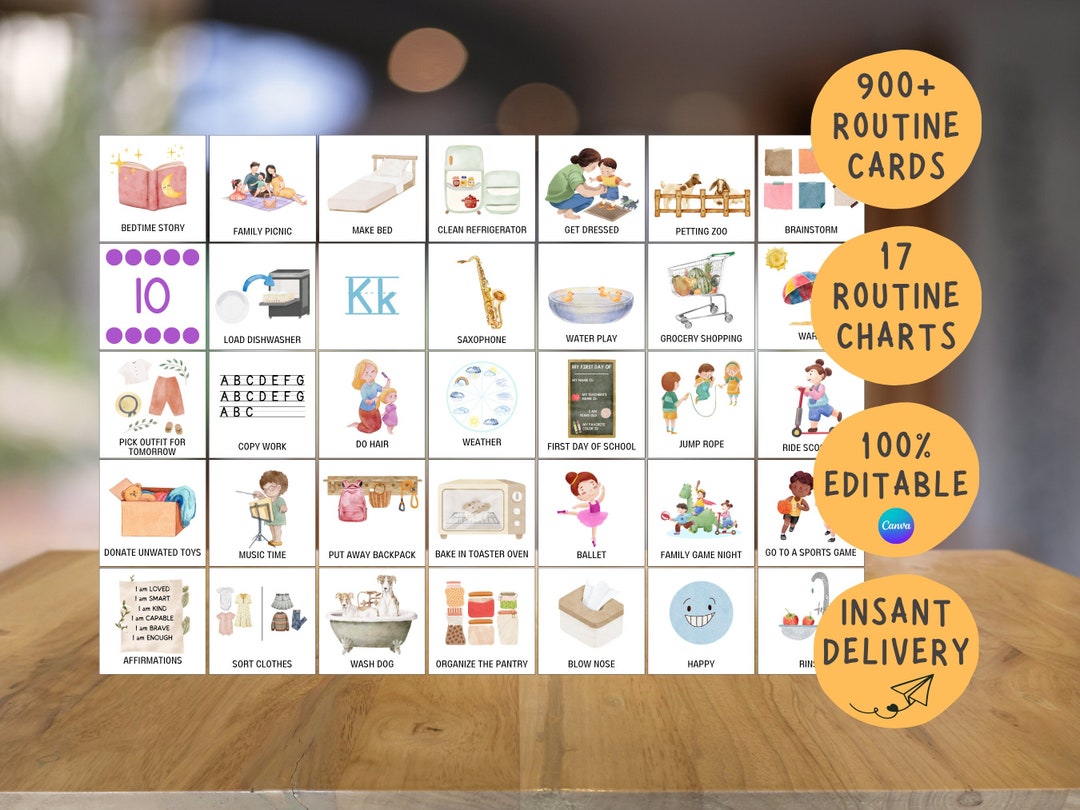 Editable Kids Daily Routine Cards Daily Visual Schedule - Etsy