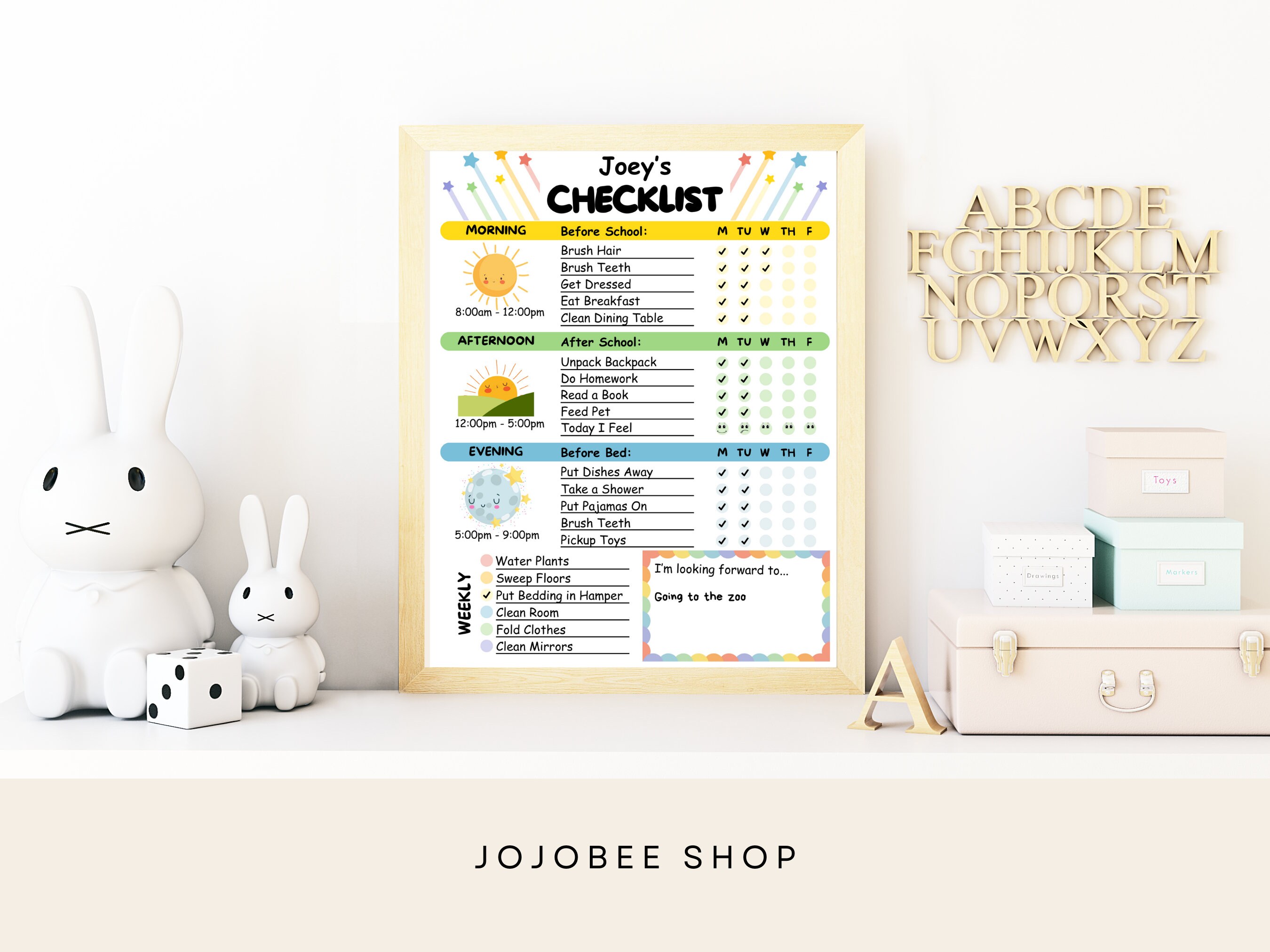 Editable Chore Chart Customizable Chore and Feelings Tracker Kid's ...