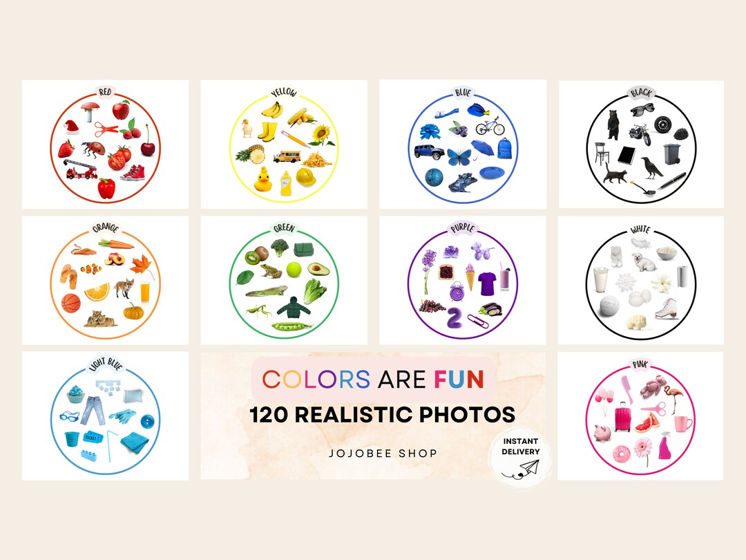 120 Rainbow Object Flash Cards | Preschool Materials | Realistic ...