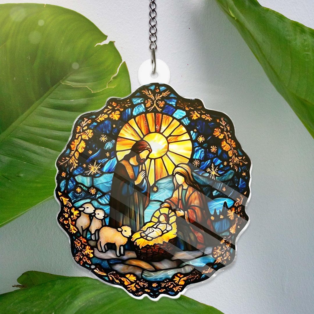 Nativity Catholic Suncatcher Ornament Nativity Religious ACRYLIC Window ...