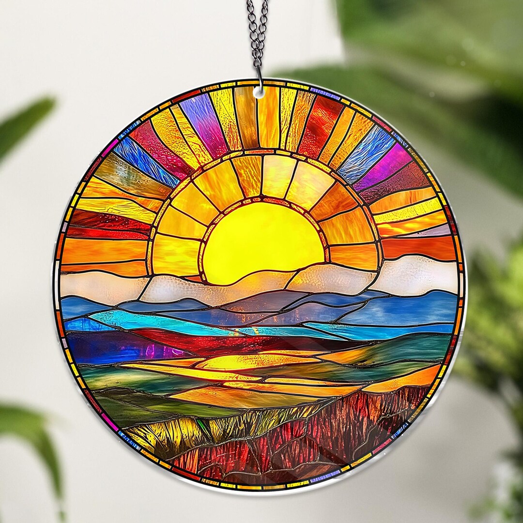 Sunset ACRYLIC Window Hanging Decor Acrylic Sunset Decor Colorful ...