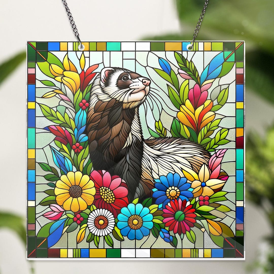 Ferret ACRYLIC Window Hanging Decor Ferret Lovers Gift Ferret Stained ...