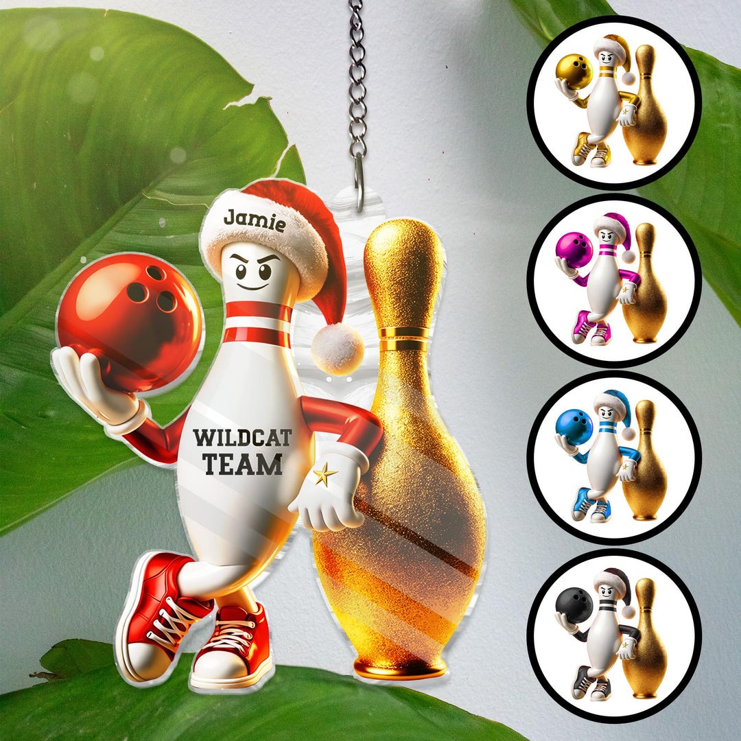 Personalized Bowling Acrylic Window Hanging, Bowling Team Ornament ...