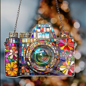Camera Photographer ACRYLIC Window Hanging, Camera Stained Glass ...